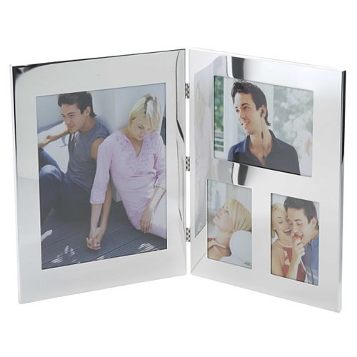 Engraved Silver Plated Double Photo Frames 7x5in - Business Gifts Express