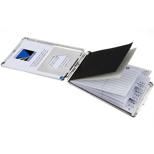 Engraved Silver Contacts Book & Cards Case - Business Gifts Express