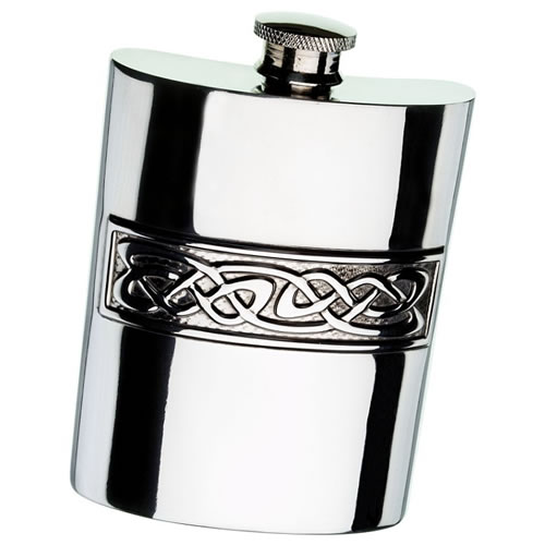 Engraved 6oz Pewter Flask with Celtic Knot Decoration - Business Gifts ...