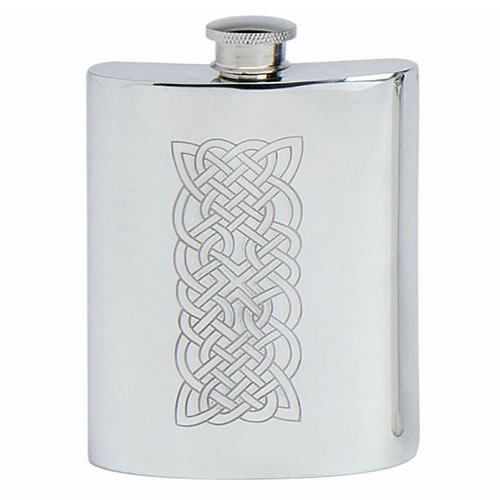 Engraved 6oz Pewter Hip Flask with Celtic Design - Business Gifts Express