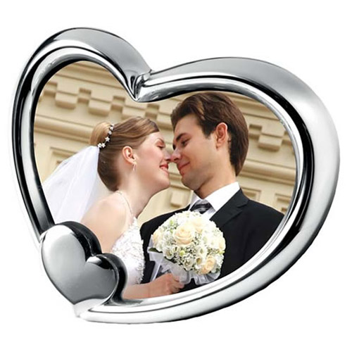 Engraved Silver Plated Heart Shape Photo Frame - Business Gifts Express