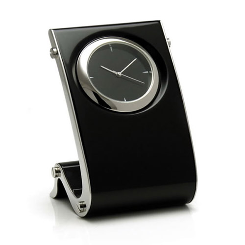 Engraved Black Gloss Finish Wave Design Clock - Business Gifts Express